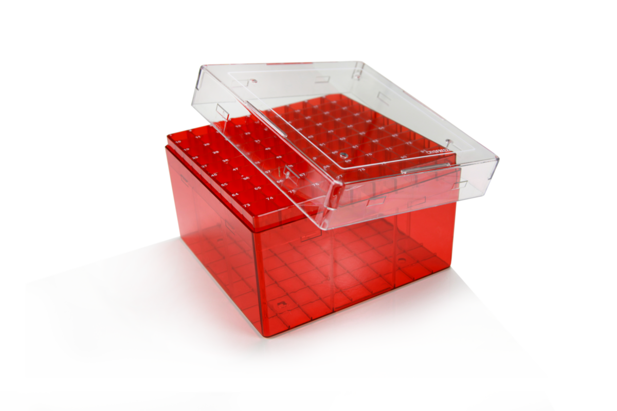 Hohe Kryo-Lagerbox für 81 Gefäße, rot - STARLAB